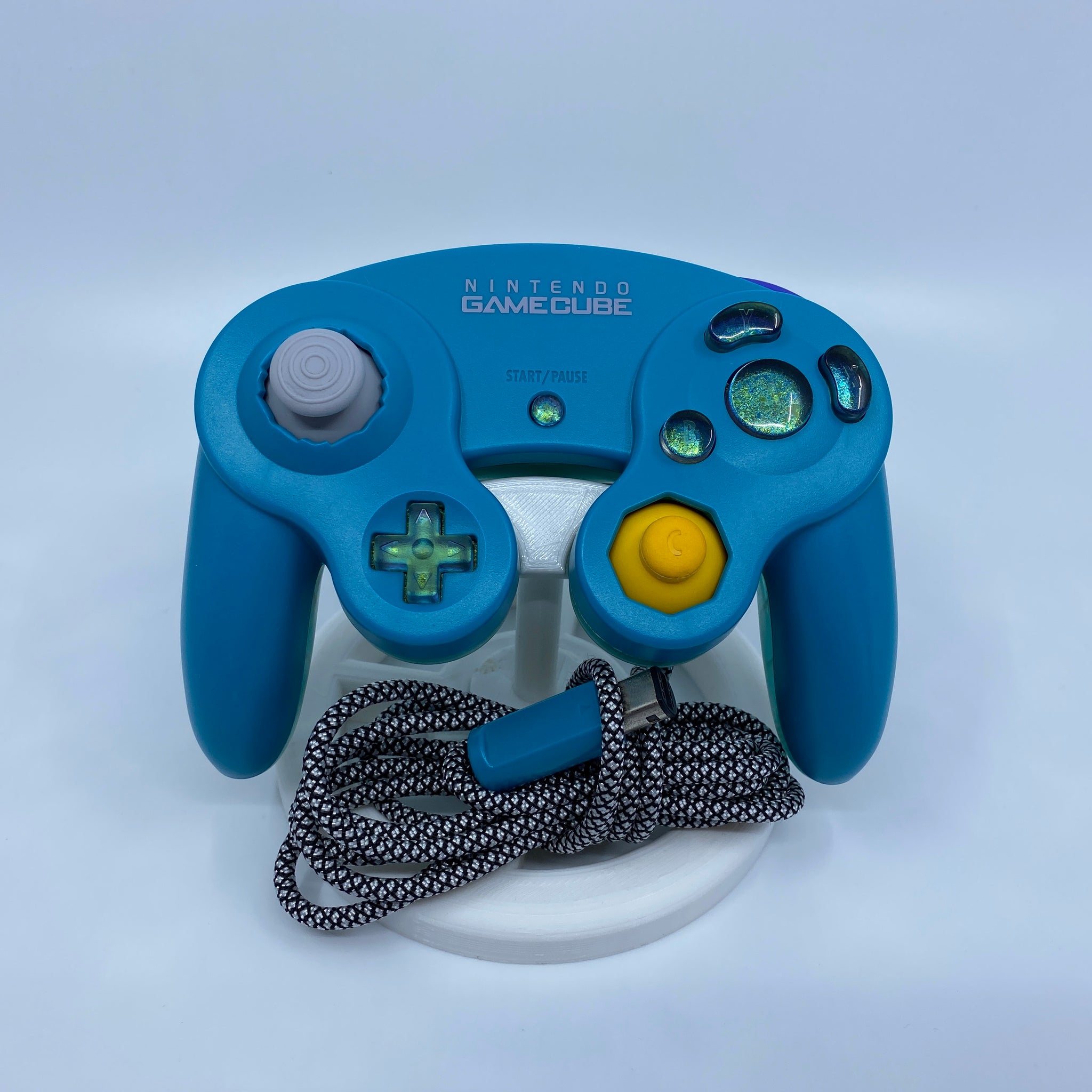 Teal/Clear Gamecube Controller - Turquoise Tint | Solanum Customs